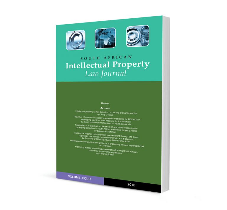 South African Intellectual Property Law Journal 2018 - Juta Journals